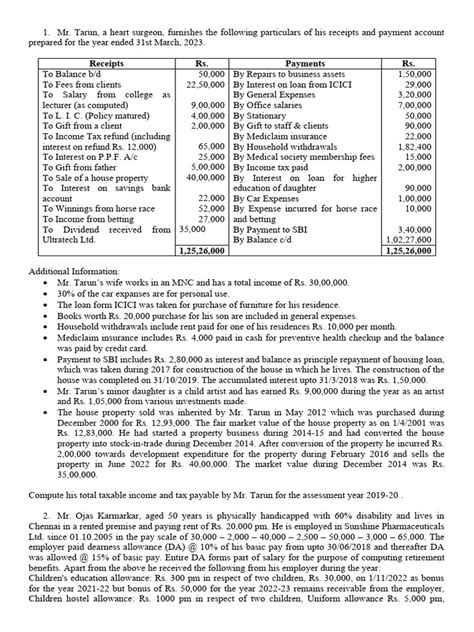 Computation Of Total Income And Tax Pdf Loans Interest