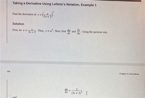Solved Taking A Derivative Using Leibnizs Notation Example