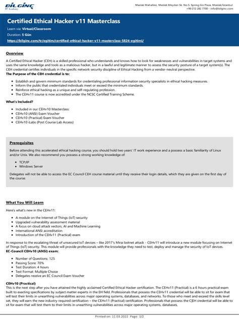 Certified Ethical Hacker V11 Masterclass Pdf