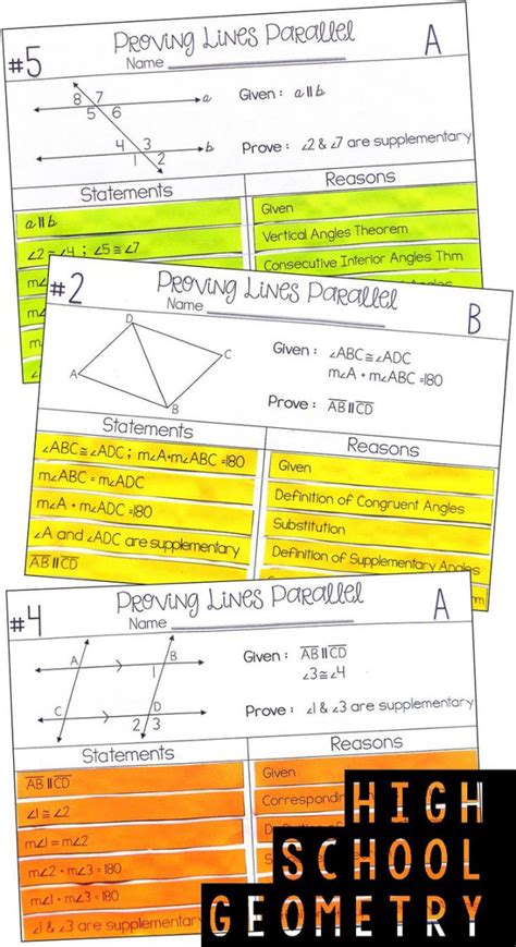 Parallel Lines Proof Worksheet Printable Pdf Template