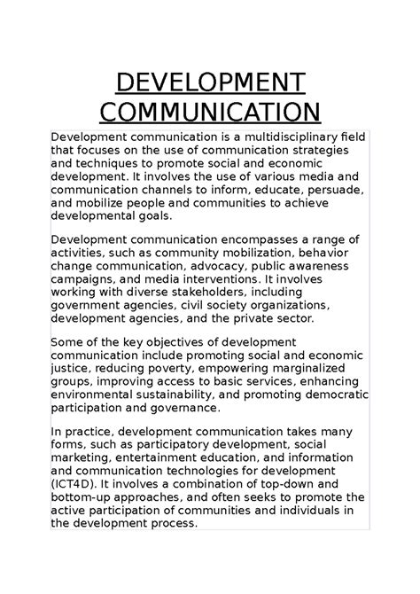 Development Communication Development Communication Development