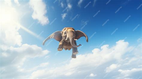 Premium Ai Image Sky Diver Big Elephant Jumping Trough The Sky With