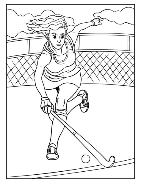 Dibujo Para Colorear De Hockey Sobre Césped Para Niños 11415617 Vector