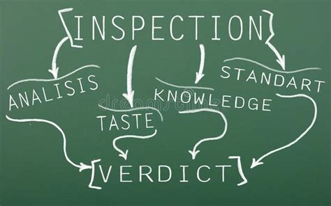 Chalk Drawn Blackboard Concept Of Path From Inspection To Verdict
