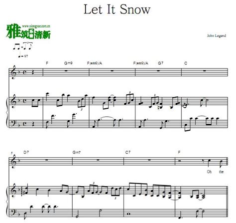 约翰传奇 John Legend Let It Snow弹唱钢琴伴奏谱