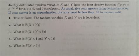 Solved Jointly Distributed Random Variables X And Y Have The