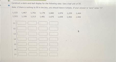 Solved B Construct A Stem And Leaf Display For The
