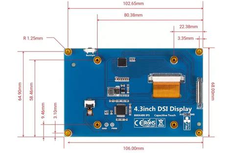Elecrow 4 3 In DSI Display 800x480 IPS Touch Screen Compatible W RPi 4b 3b 3b RobotShop