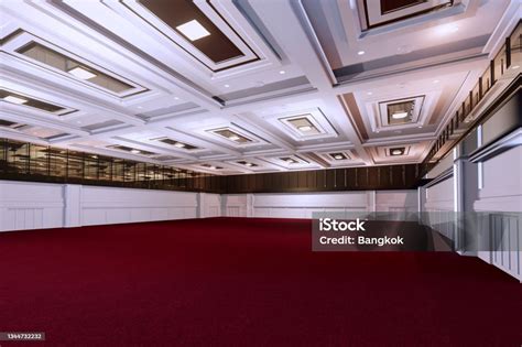 무대가있는 빈 컨벤션 홀 센터 전시의 배경은 부스 요소입니다 회의를 위한 회의실 엔터테인먼트 콘서트 이벤트를위한 빅 아레나 볼룸