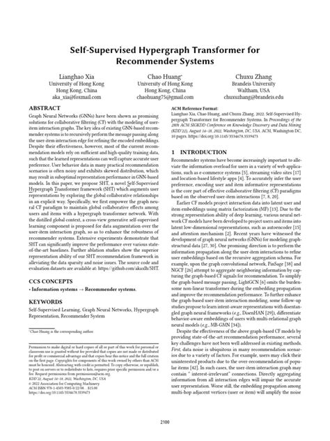 【2022 Kdd】self Supervised Hypergraph Transformer For Recommender