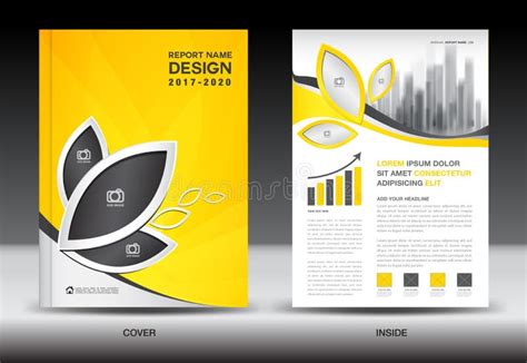 Brochure Template Layout Yellow Cover Design Annual Report Stock