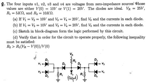Solved 2 The Four Inputs V1v2v3 And V4 Are Voltages From