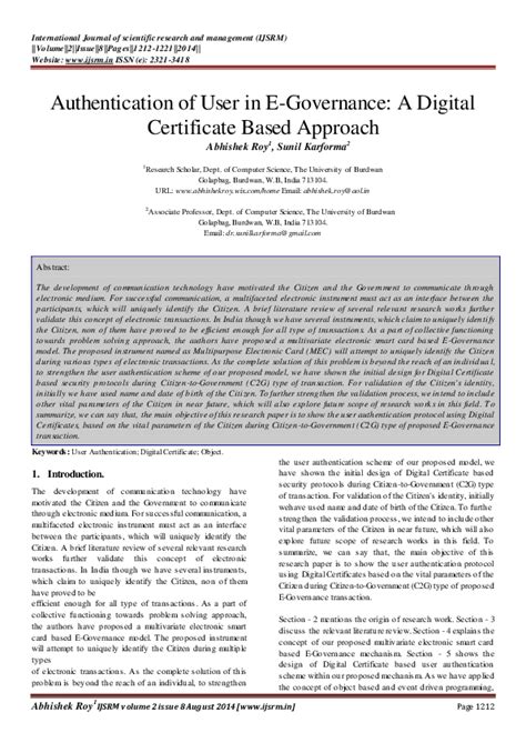 pdf authentication of user in e governance a digital certificate