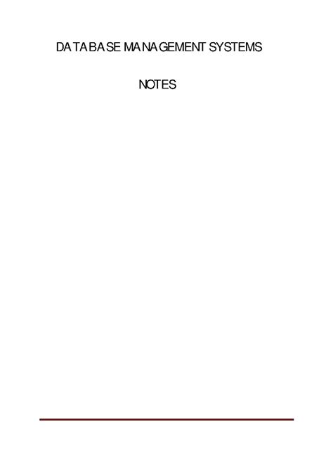 Database Management Systems Notes New Database Management Systems