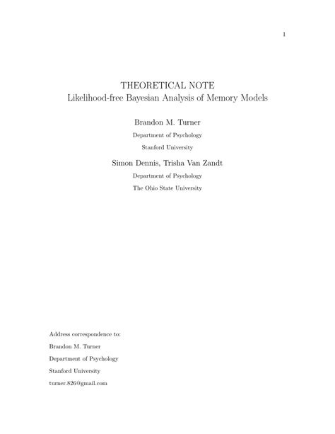 Pdf Likelihood Free Bayesian Analysis Of Memory Models