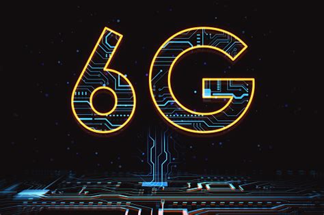 사물 인터넷 및 통신 네트워크 개념 추상적 인 어두운 배경에 회로에 연결된 디지털 6g 기호 3d 렌더링 6세대 이동 통신에 대한 스톡 사진 및 기타 이미지 Istock