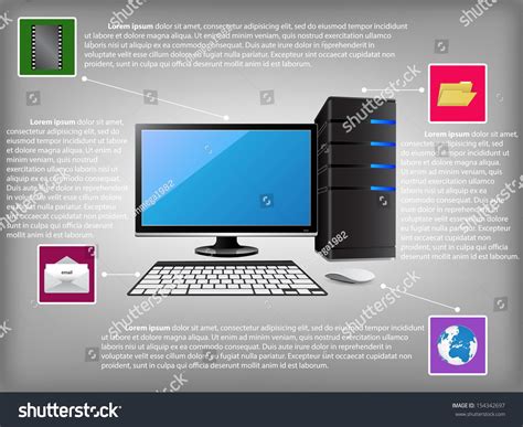 Infographic Diagram Desktop Computer Pc Technology Stock Vector