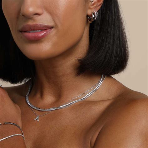 A Pavé Initial Silver Necklace Astrid And Miyu Necklaces