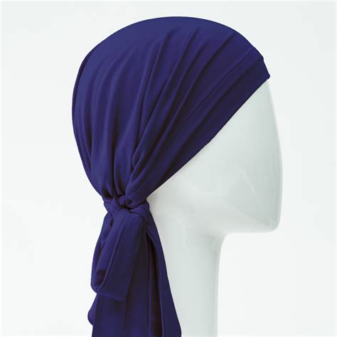 Bamboo Chemo Scarf With Ties Indigo Blue Sibelle