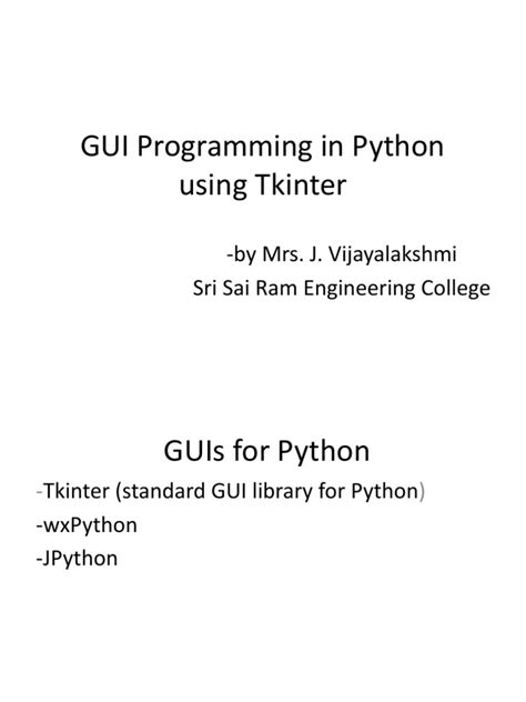 gui programming in python using tkinter pdf graphical user
