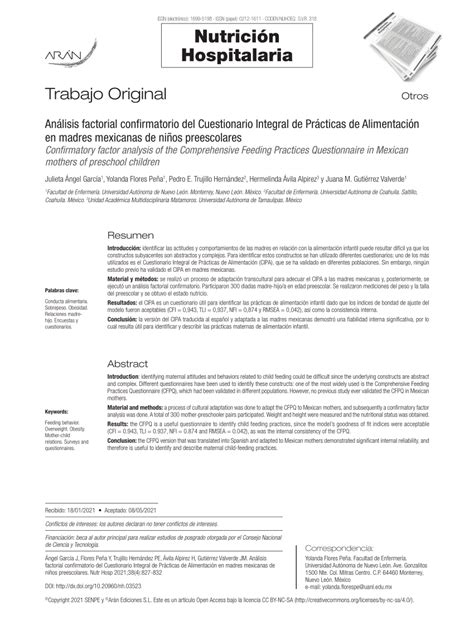 Pdf Confirmatory Factor Analysis Of The Comprehensive Feeding Practices Questionnaire In
