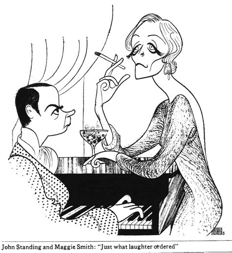 Al Hirschfeld ~ Maggie Smith And John Standing In Private Lives Caricature Black And White