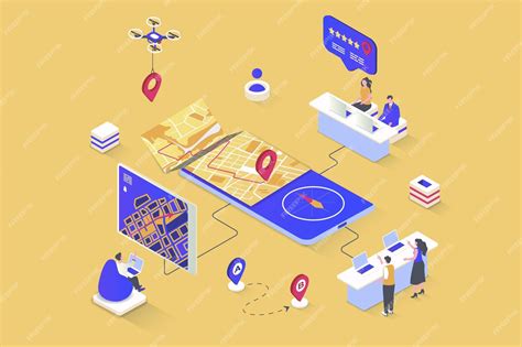 Premium Vector Gps Navigation Concept In 3d Isometric Design Map Navigation System With