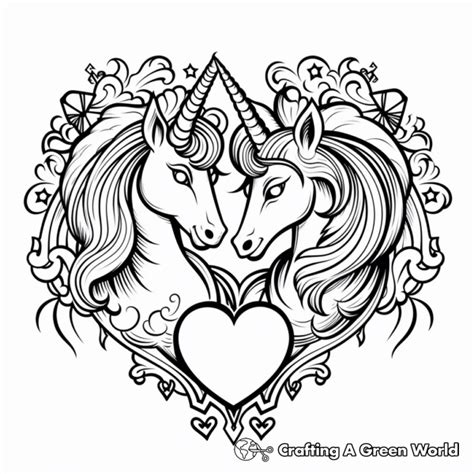Coloring Pages Unicorn Heart