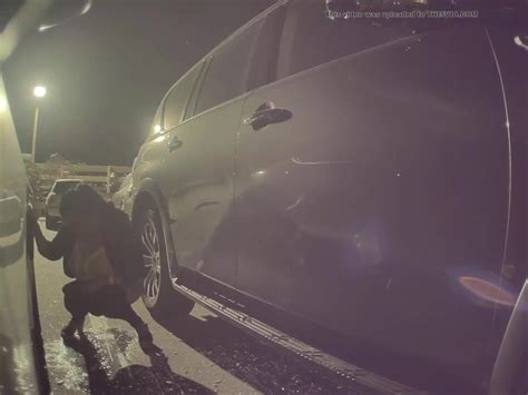 Desperate Girl Peeing Next To Car