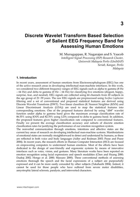 Pdf Discrete Wavelet Transform Based Selection Of Salient Eeg Frequency Band For Assessing