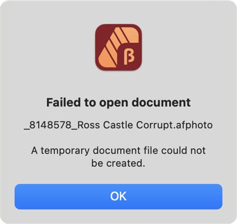 Failed To Load Docuemtn The Documentn Appears To Be Corrupted Desktop Questions Macos And