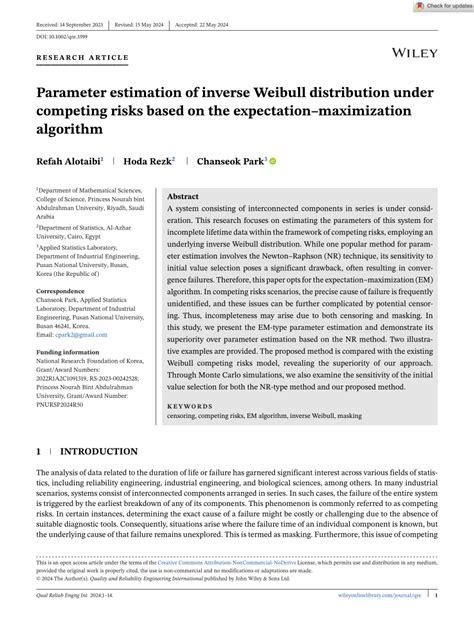 Pdf Parameter Estimation Of Inverse Weibull Distribution Under