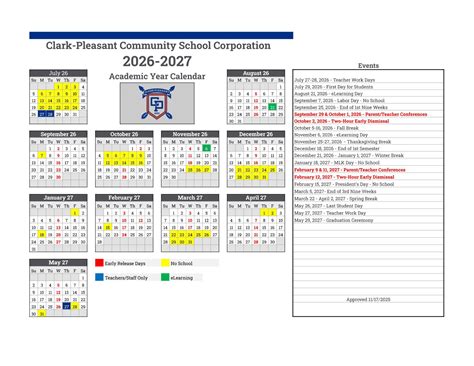 Clark Pleasant Community School Calendar 26 27 Pdf Educounty
