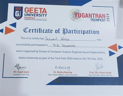 Jahnavi Sinha On Linkedin Geetauniversity Yugantran Technicaltest Innovation
