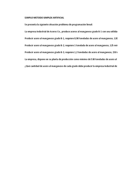 Ejemplo Metodo Simplex Artificial Tarea 1 16 01 2023 Pdf Elementos Químicos Metales De