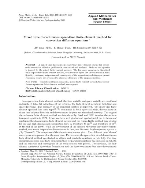 Pdf H 1 Space Time Discontinuous Finite Element Method For Convection Diffusion Equations
