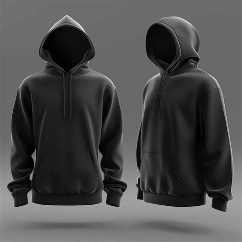 Two Black Jackets With The Hood Up And The Back Of The Hood Premium