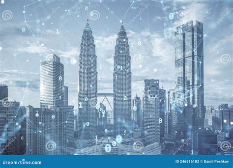 Creative Binary Code City Background Stock Photo Image Of Computer Connect 246516182