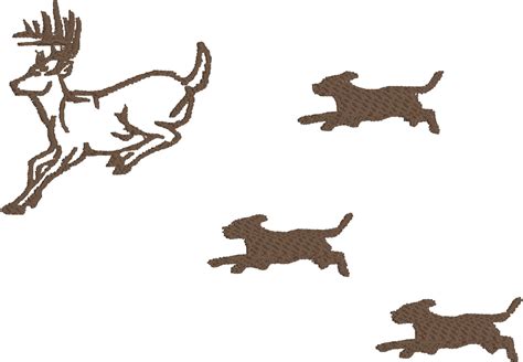 Dogs Running Deer Embroidery File Pes Format Deer Hunting Etsy