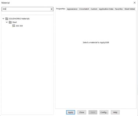 How To Search For Materials In SOLIDWORKS 2020 IME Wiki