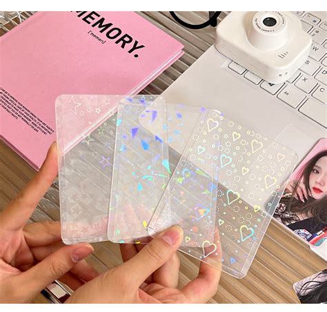 镭射闪膜爱心透明硬卡套明星小卡套咕卡pvc卡套3寸拍立得照片套 阿里巴巴