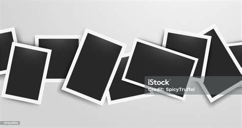 사실적인 사진 프레임 콜라주 벡터 복고풍 엽서 템플릿 투명 한 배경에 흰색 프레임3d 빈 앨범 스냅 샷 수평 장식 빈 사진 카드 및 복사 공간 3차원 형태에 대한 스톡 벡터