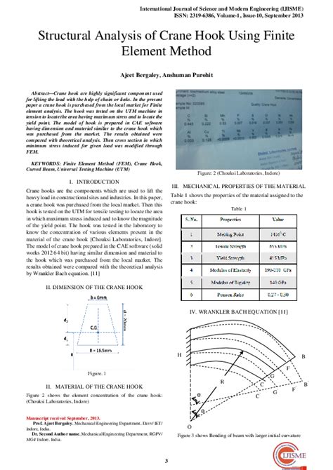 Pdf Structural Analysis Of Crane Hook Using Finite Element Method