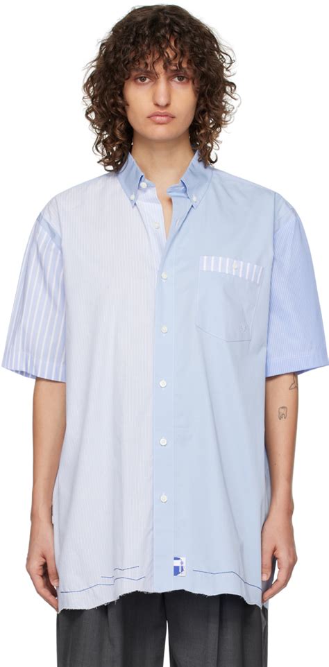 Blue Paneled Shirt By Ader Error On Sale