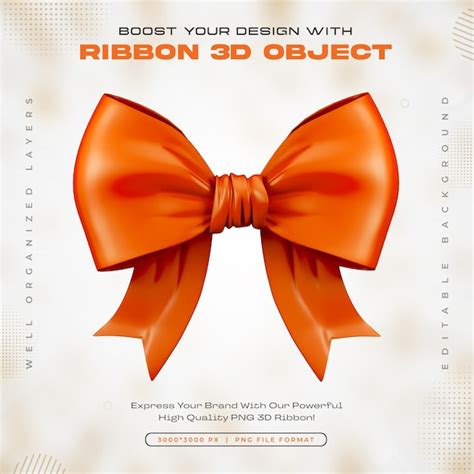 Premium Psd Orange Ribbon Icon Isolated 3d Render Illustration