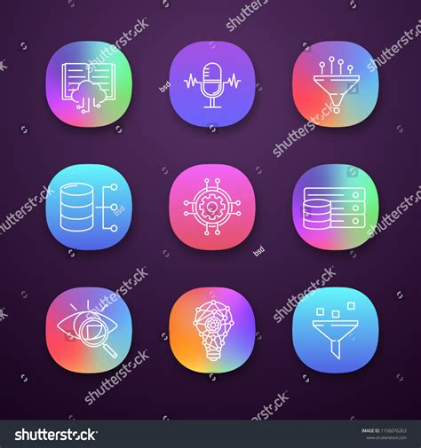 Machine Learning App Icons Set Uiux Stock Vector Royalty Free