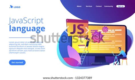 programmers using javascript programming language on stock vector