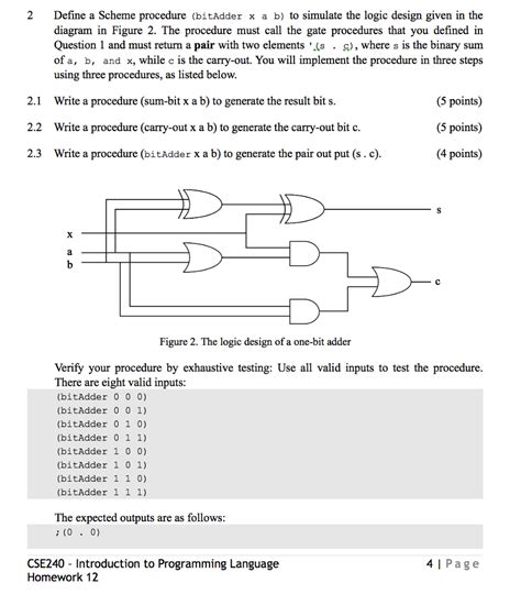 Solved 2 Define A Scheme Procedure Bitadder X A B To