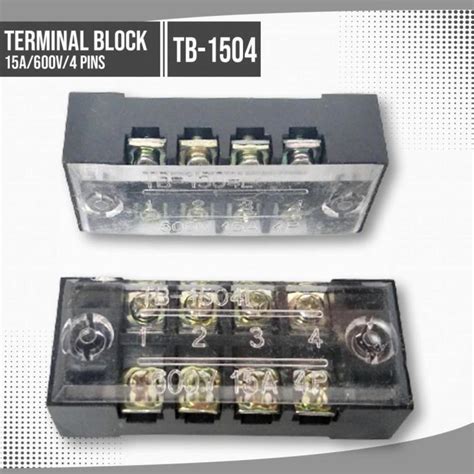 4 Pole TB 1504 Cable Connector Terminal Block With Transparent Cover TB 1504 600V 15A 4 Pole