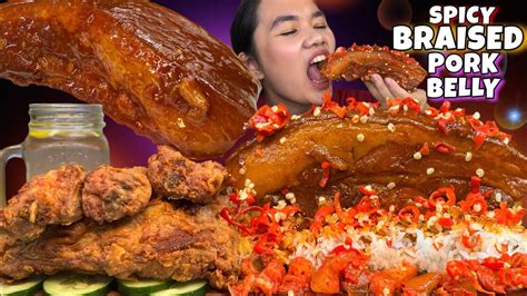 Spicy Braised Pork Belly And Crispy Breaded Pork Spareribs Mukbang Pinoy